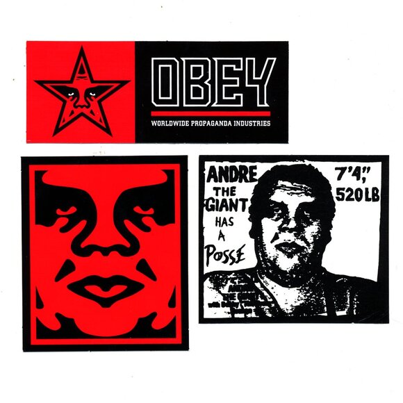 Obey | Wall Decor | Three Shepard Fairey Stickers Obey Andre The Giant ...